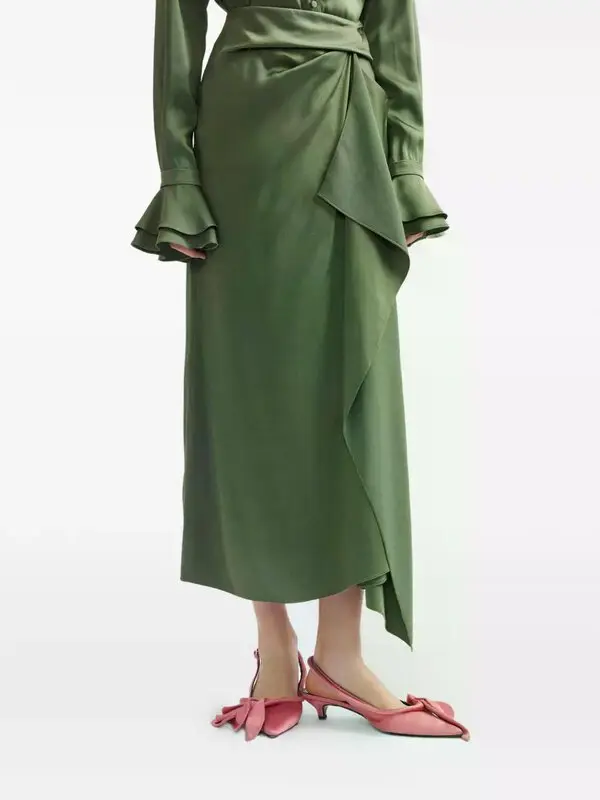 Erdem Draped-detail Midi Skirt - Green