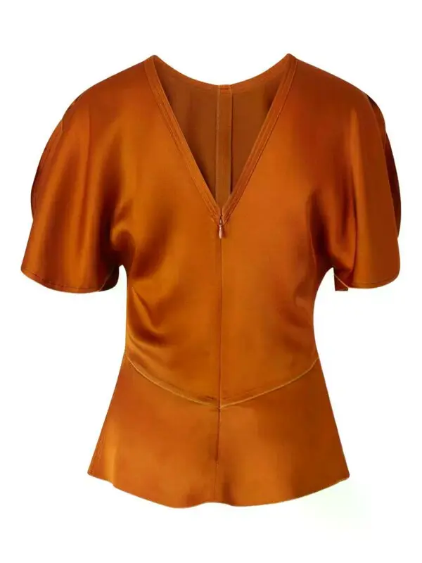 Victoria Beckham V-neck Short-sleeve Blouse - Orange