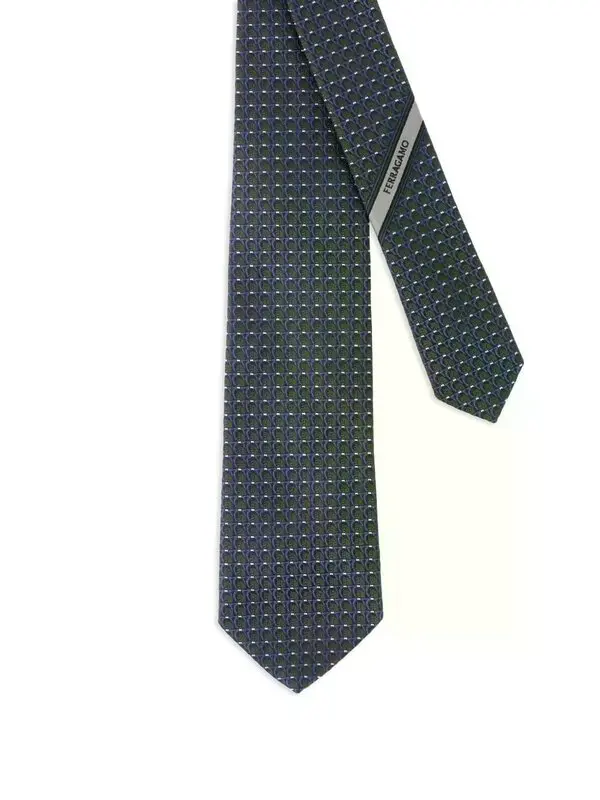 FERRAGAMO Patterned Jacquard Neck Tie - Blue