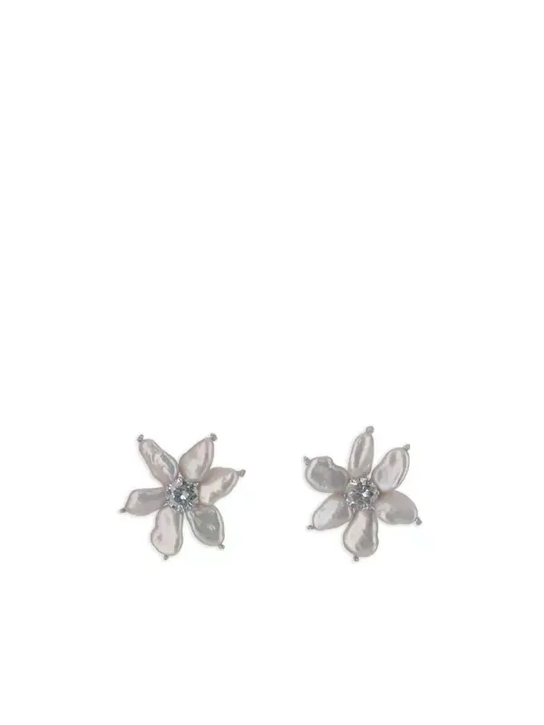 MELA Flower-motif Crystal And Pearl Earrings - White
