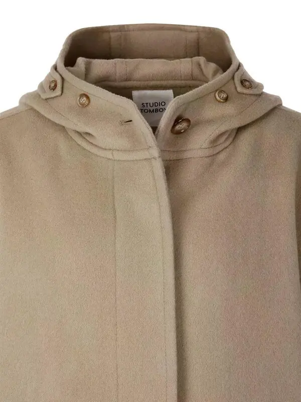 STUDIO TOMBOY Hooded Wool Coat - Neutrals