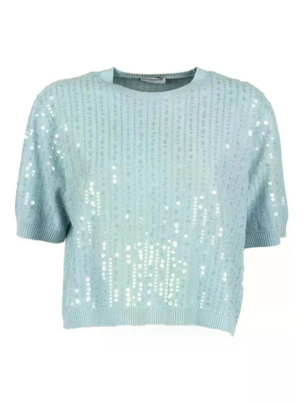 Marella Sequin Short-sleeve Top - Blue