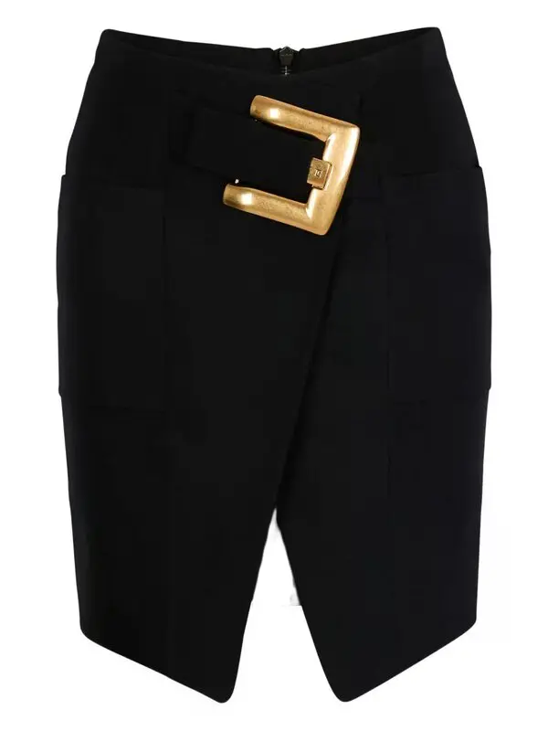 Balmain Grain De Poudre Belt-detail Mini Skirt - Black