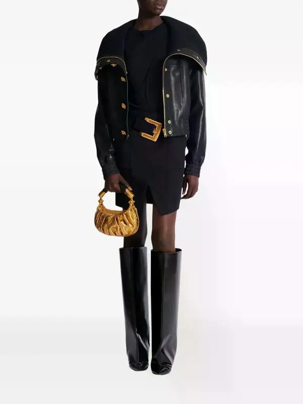 Balmain Grain De Poudre Belt-detail Mini Skirt - Black