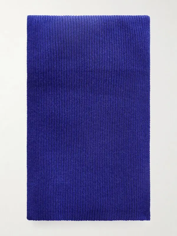 William Lockie Ribbed Cashmere Scarf - Blue