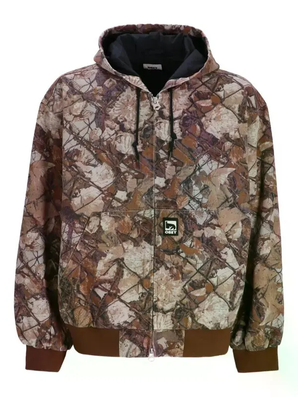 Obey Leaf Print Hooded Jacket