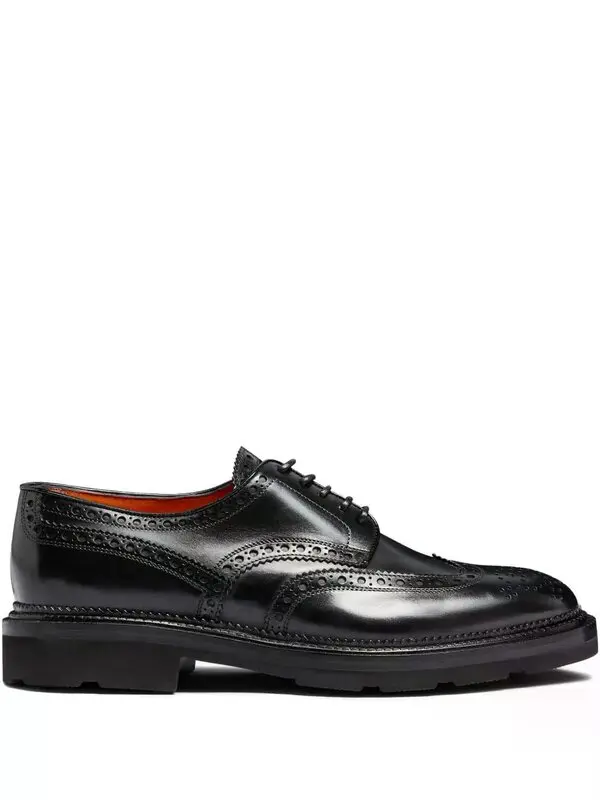 Santoni Leather Brogue Derby Shoes