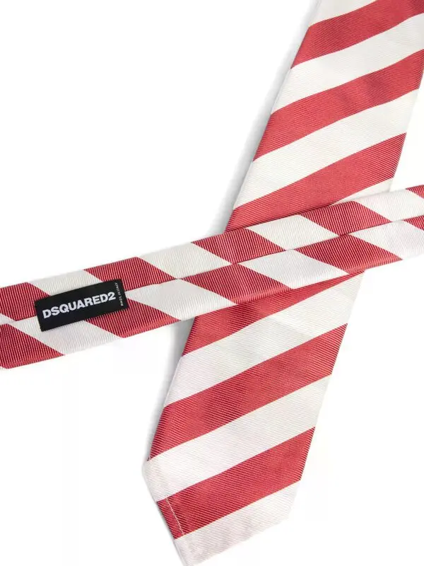 Dsquared2 Striped Silk Neck Tie - Red