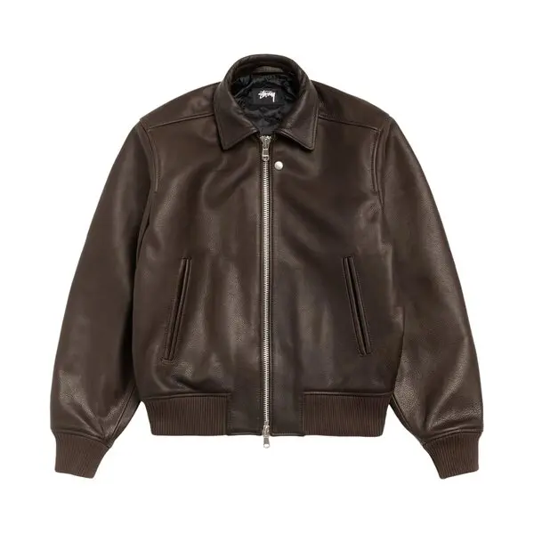 StÜssy Leather Flight Jacket - Brown