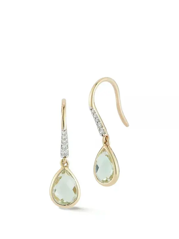 Mateo Green Amethyst And Diamond Drop Earrings In 14k Yellow