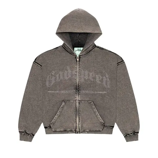 GODSPEED Studded Og Logo Zip-up Hoodie - Grey