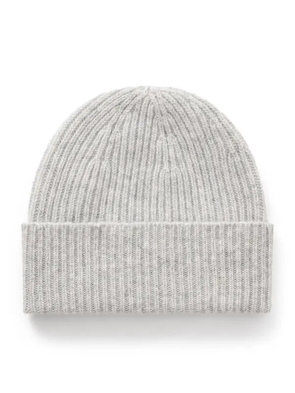 William Lockie Ribbed Cashmere Beanie - Gray