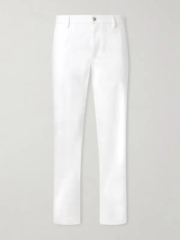 Canali Straight-leg Cotton-blend Twill Trousers - Neutrals