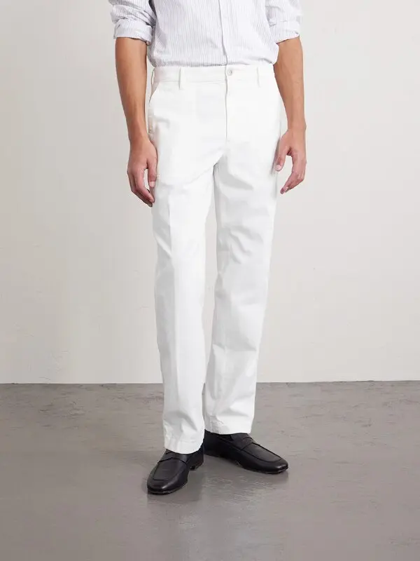 Canali Straight-leg Cotton-blend Twill Trousers - Neutrals