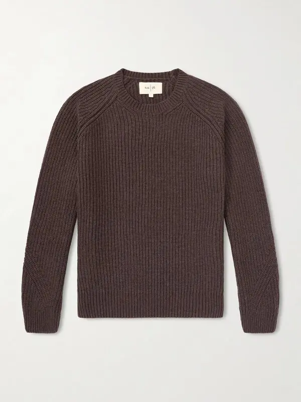 Folk Direction Ribbed Wool-blend Sweater - Brown