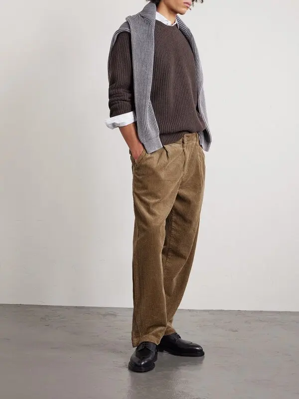 Folk Direction Ribbed Wool-blend Sweater - Brown