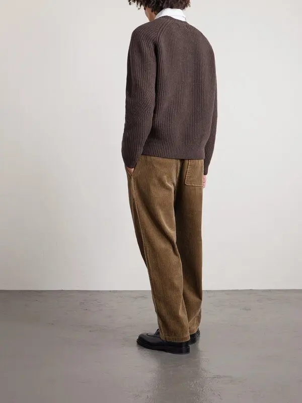 Folk Direction Ribbed Wool-blend Sweater - Brown