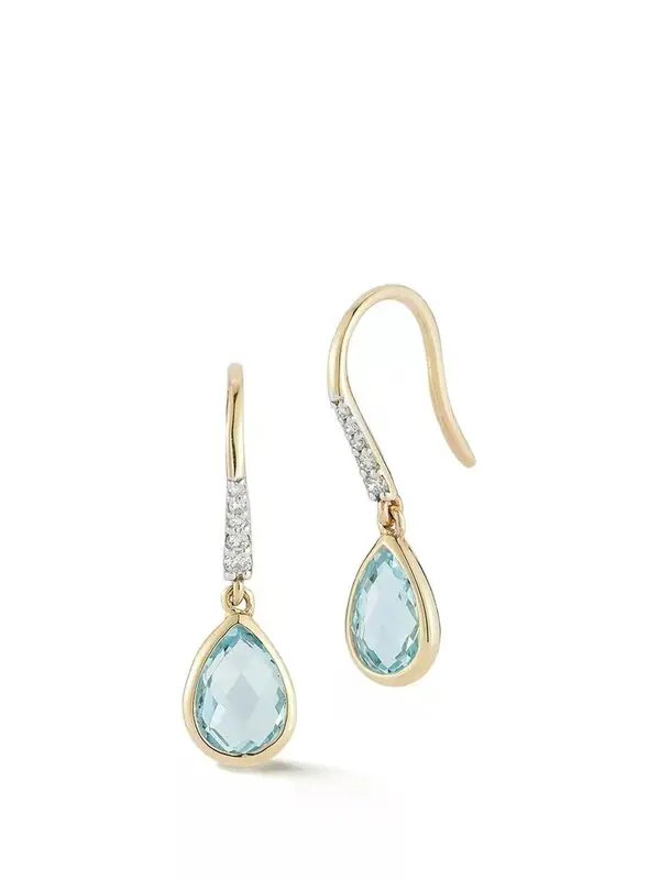 Mateo 14k Yellow Blue Topaz And Diamond Drop Earrings