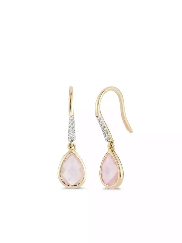 Mateo 14k Yellow Diamond And Pink Topaz Drop Earrings - Gold