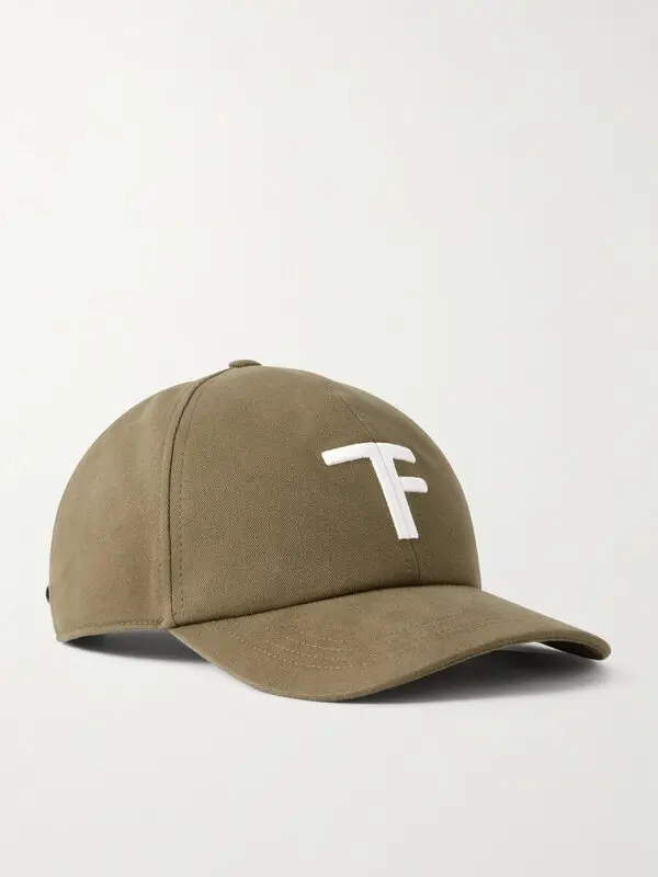 TOM FORD Leather-trimmed Logo Baseball Cap - Green
