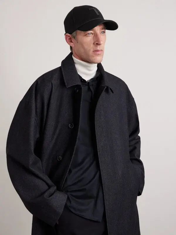 TOM FORD Leather-trimmed Logo-embroidered Cashmere Baseball Cap - Black