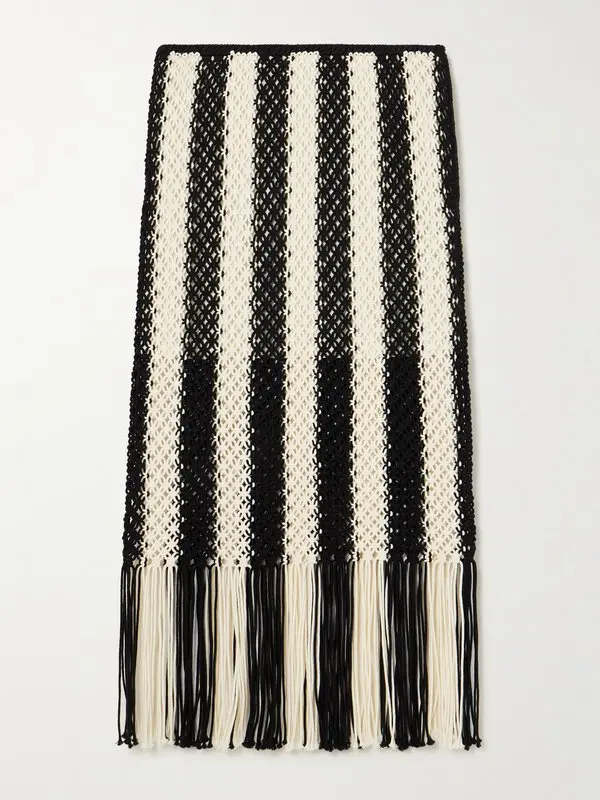 Zimmermann Wanderlust Striped Macramé Maxi Skirt