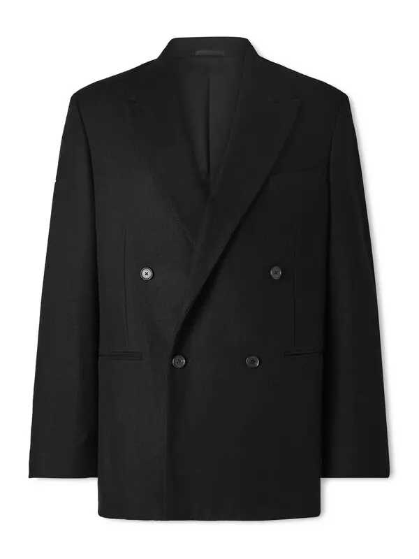 A.PRESSE Double-breasted Cashmere Blazer - Black