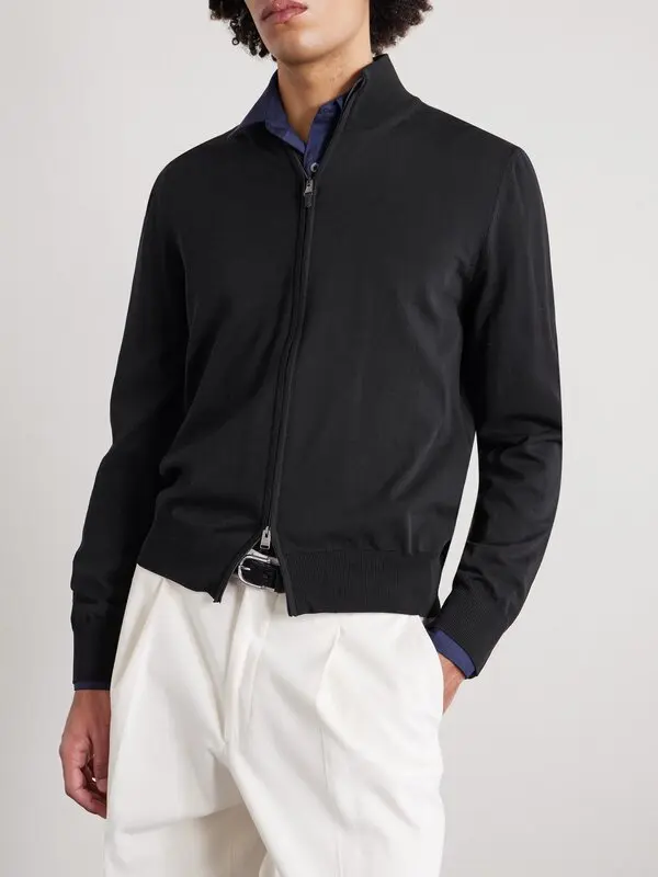 Canali Slim-fit Cotton Zip-up Sweater
