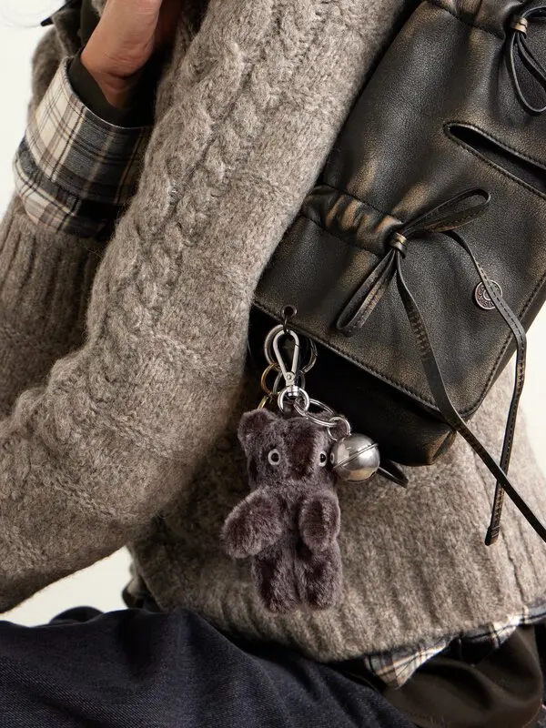 Acne Studios Leather-trimmed Shearling Keychain