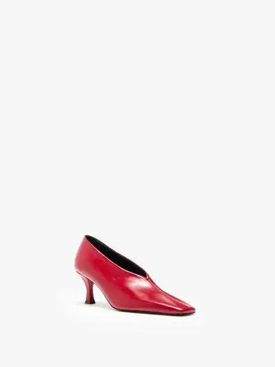 Proenza Schouler Calf Leather Trap Pumps - Cherry