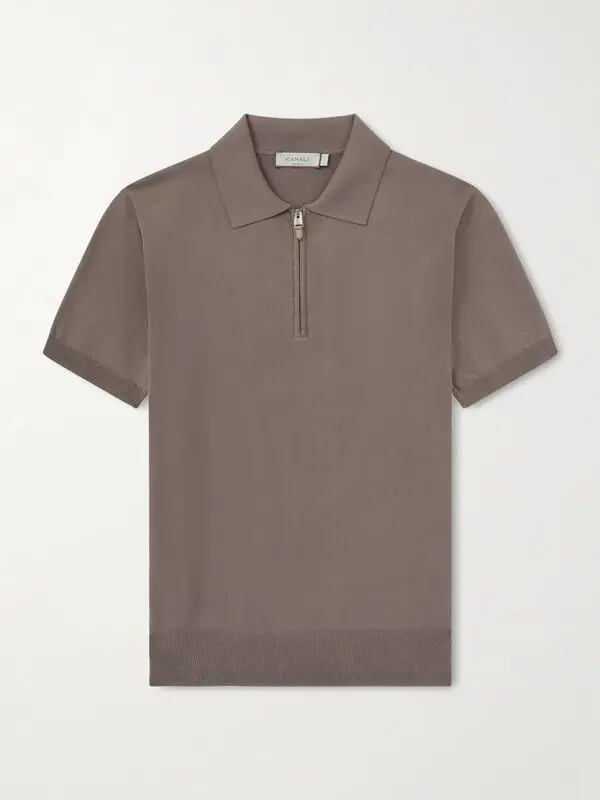 Canali Cotton-jersey Polo Shirt - Brown