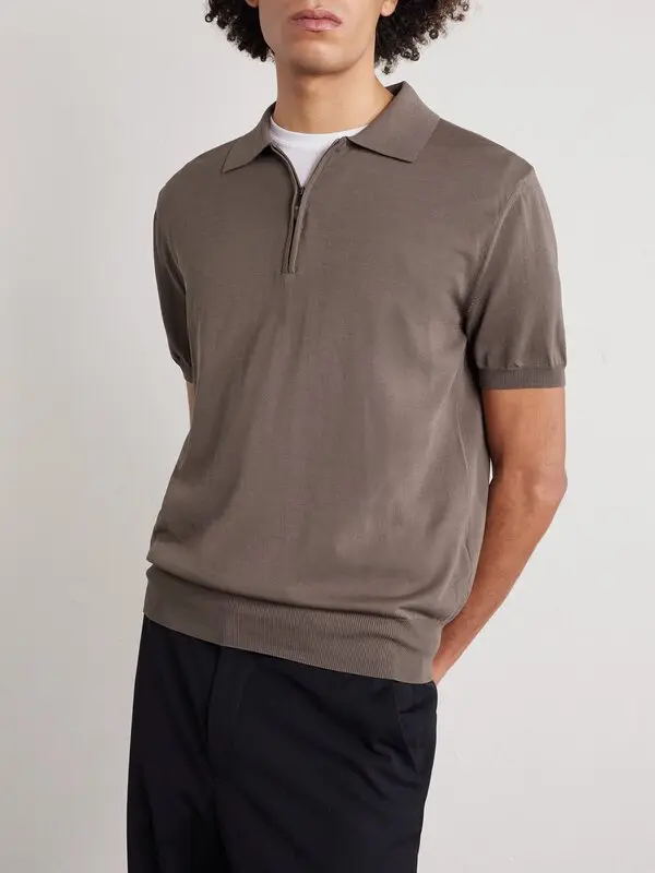 Canali Cotton-jersey Polo Shirt - Brown