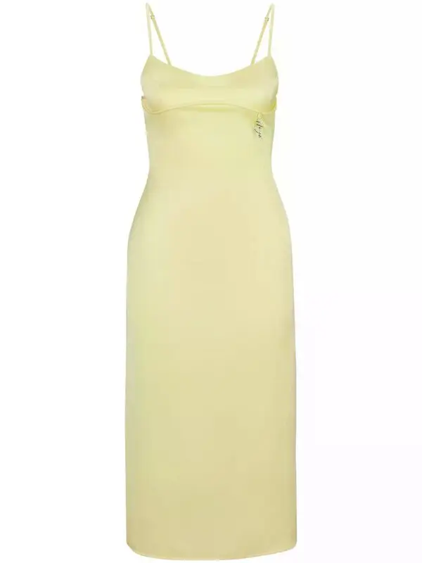 Hugo Logo-charm Satin Midi Dress - Yellow