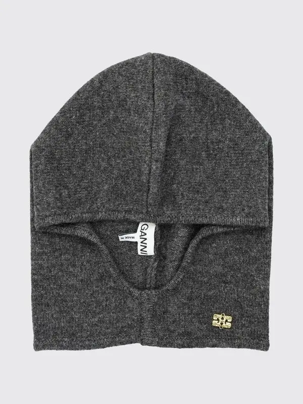 GANNI Logo Detail Balaclava - Grey