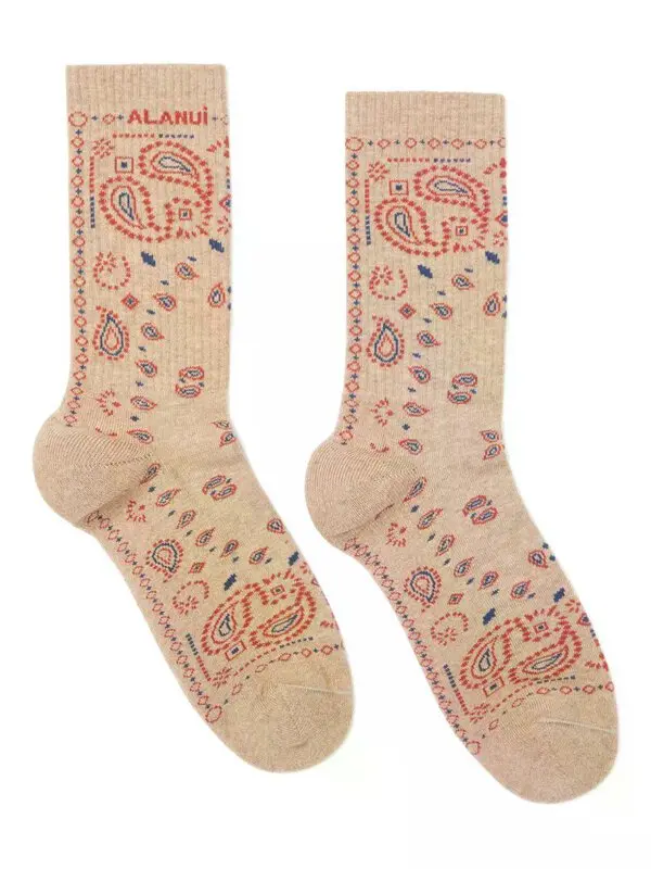 Alanui Paisley-print Ankle Socks - Neutrals