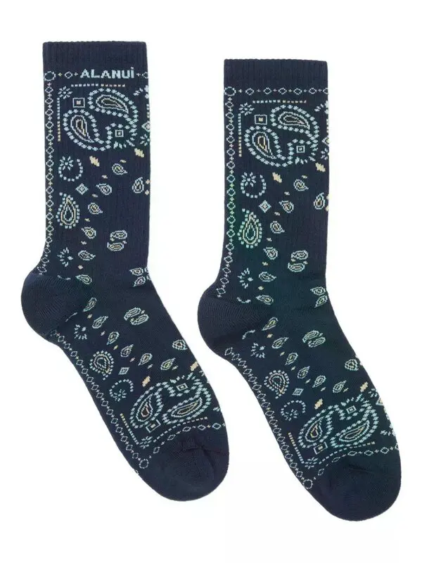 Alanui Paisley-print Socks - Blue