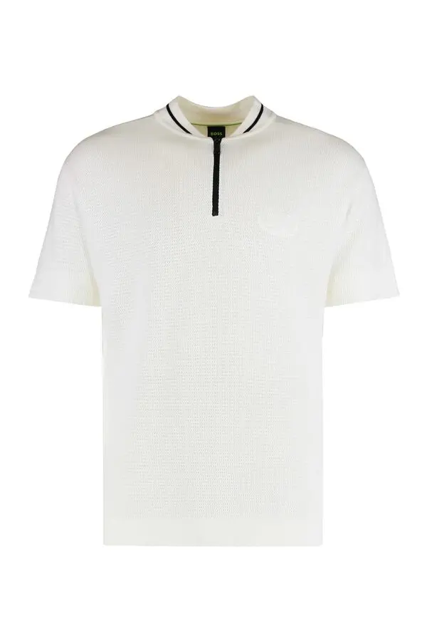 BOSS Polo In Mixed Cotton - White
