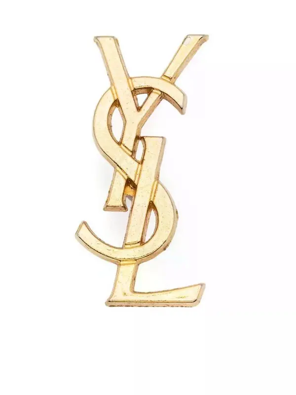 Saint Laurent 1990 Logo Brooch - Gold