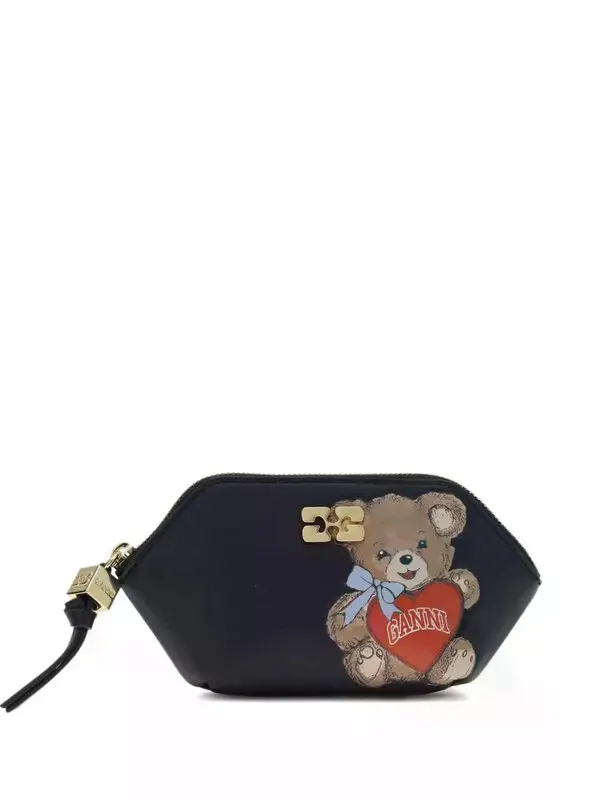 GANNI Bou Bear-print Coin Purse - Black