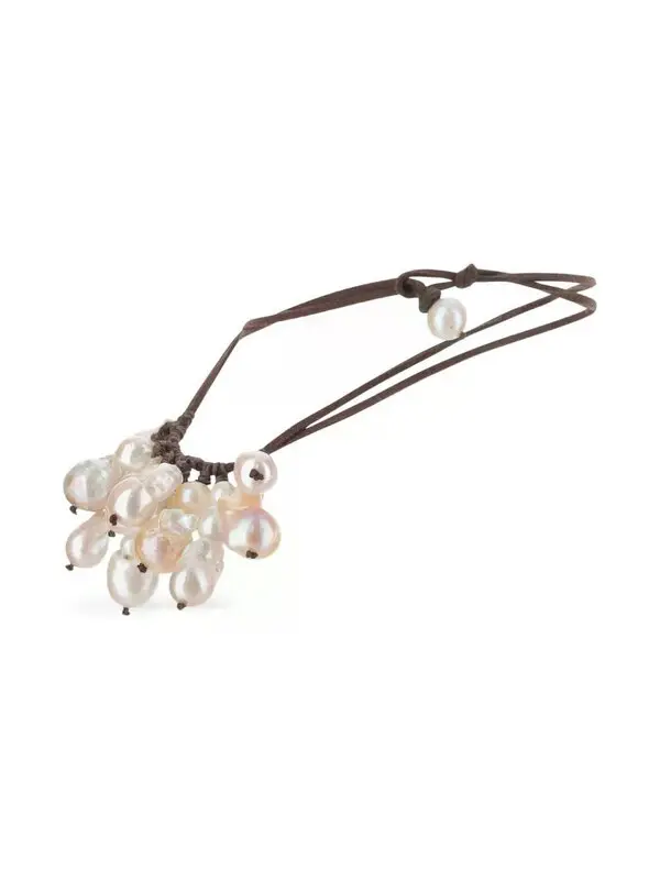 MELA Pearl Embellished Suede Necklace