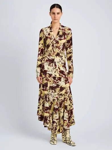 Proenza Schouler Printed Silk Viscose Adela Top - Rust Multi