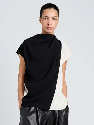 Proenza Schouler Elsa Draped Top - Black Multi