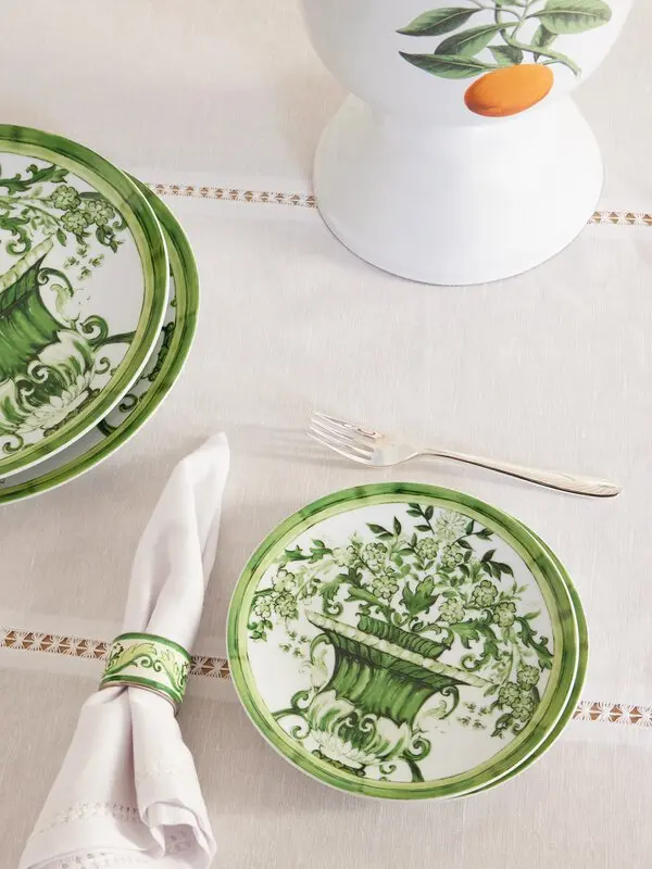 Dolce & Gabbana Set Of Two Painted Porcelain Bread Plates - Green