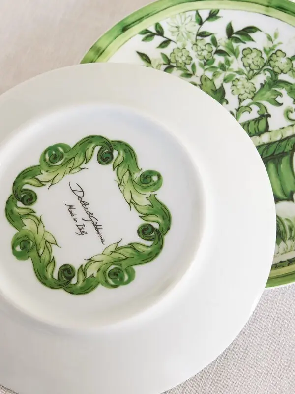 Dolce & Gabbana Set Of Two Painted Porcelain Bread Plates - Green