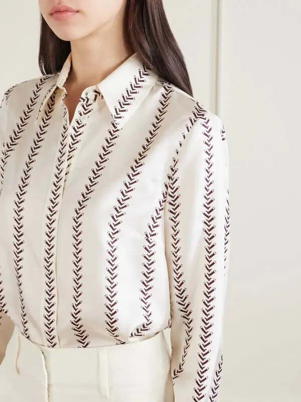Gabriela Hearst Cruz Printed Silk-satin Shirt - Neutrals