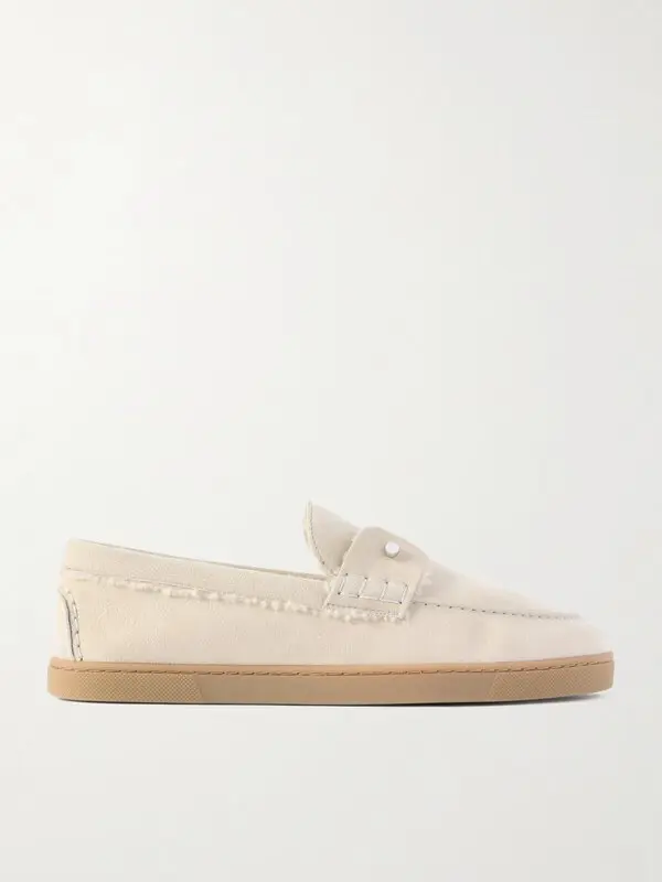 CHRISTIAN LOUBOUTIN Chambeliboat Shearling-lined Suede Loafers - Neutrals