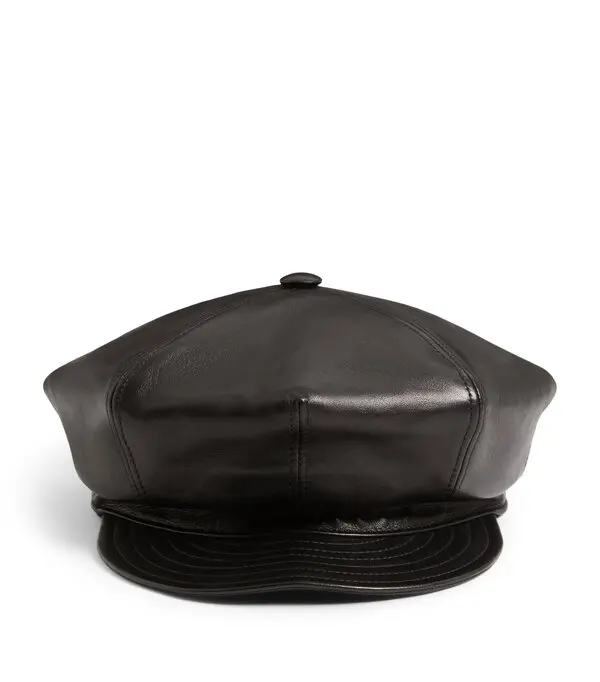 Valentino Garavani Leather Beret With Vlogo Signature - Black