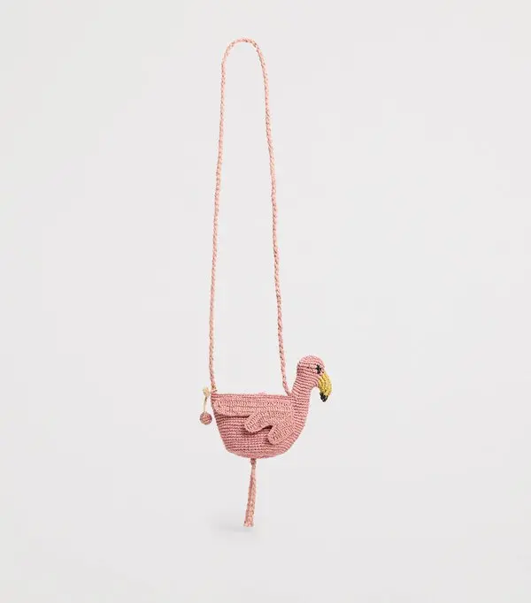 Bonpoint Raffia Flamingo Handbag