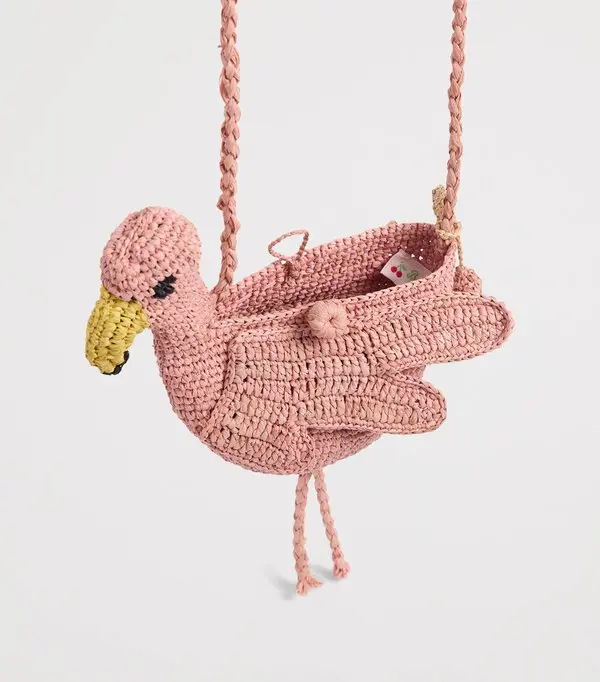 Bonpoint Raffia Flamingo Handbag
