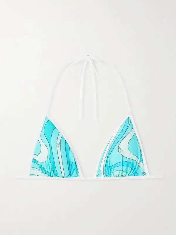 Emilio Pucci Printed Triangle Bikini Top - Blue